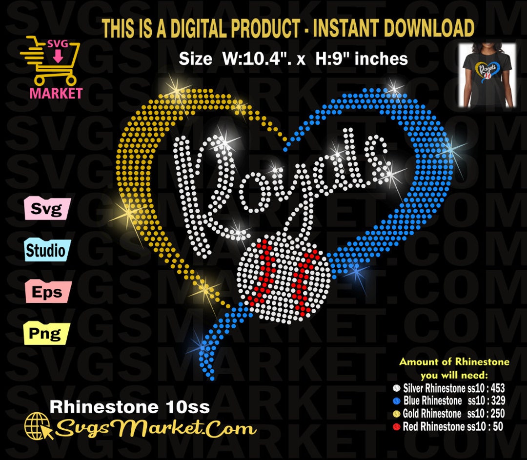 Royals Rhinestone Template Svg, Baseball Rhinestone Svg, Heart ...