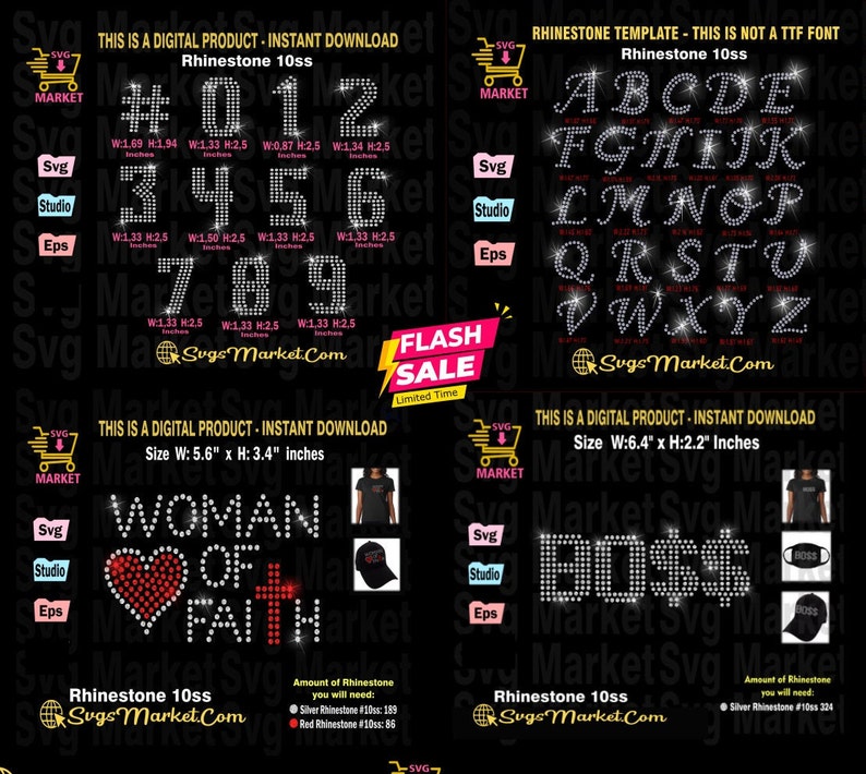 Mega Bundle Rhinestone Template Svg, Bundle Rhinestone Ss10 Svg for ...