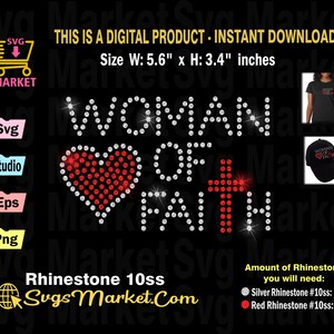 Rhinestone Template Svg Religious Bundle, Woman of Faith Rhinestone ...