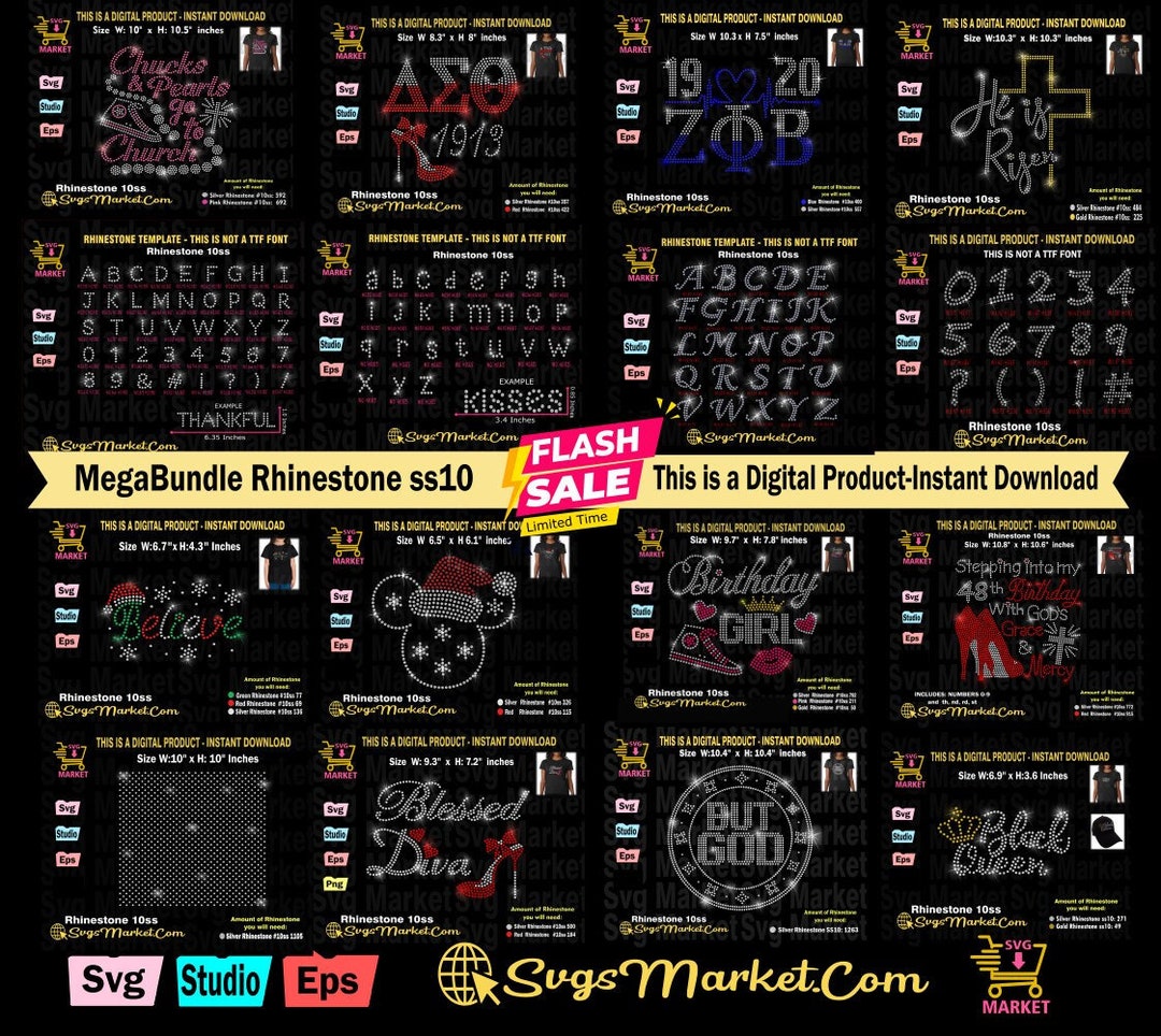 Mega Bundle Rhinestone Template Svg, Bundle Rhinestone Ss10 Svg for ...