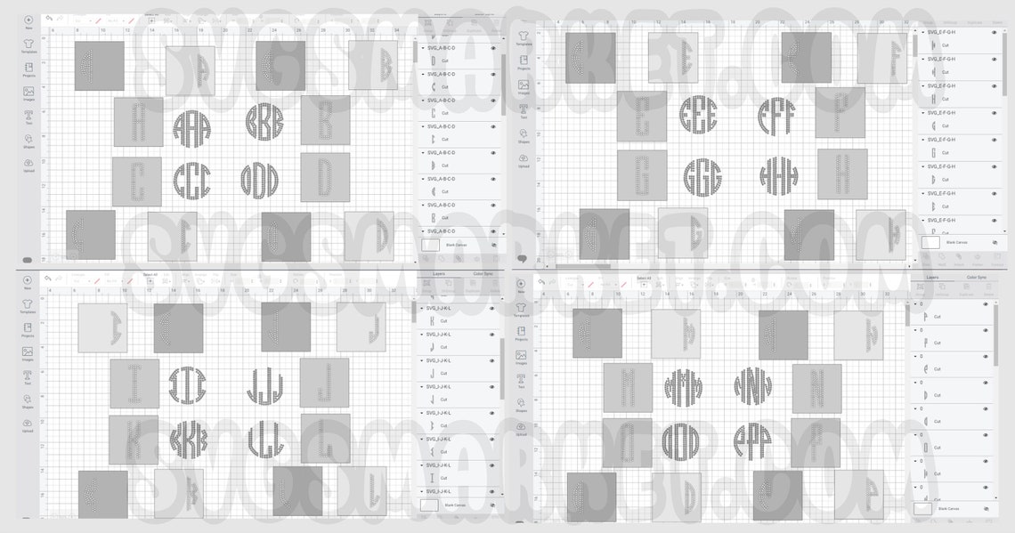 Rhinestone Template Svg Monogram, Monogram Rhinestone Svg for Cricut ...