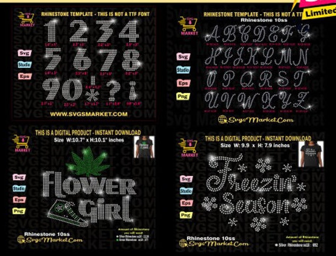 Mega Bundle Rhinestone Template Svg, Designs Pack Rhinestone Ss10 Svg ...