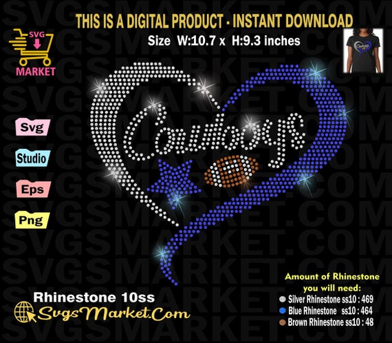 Instant Download Rhinestone Template Football Cowboys - Etsy