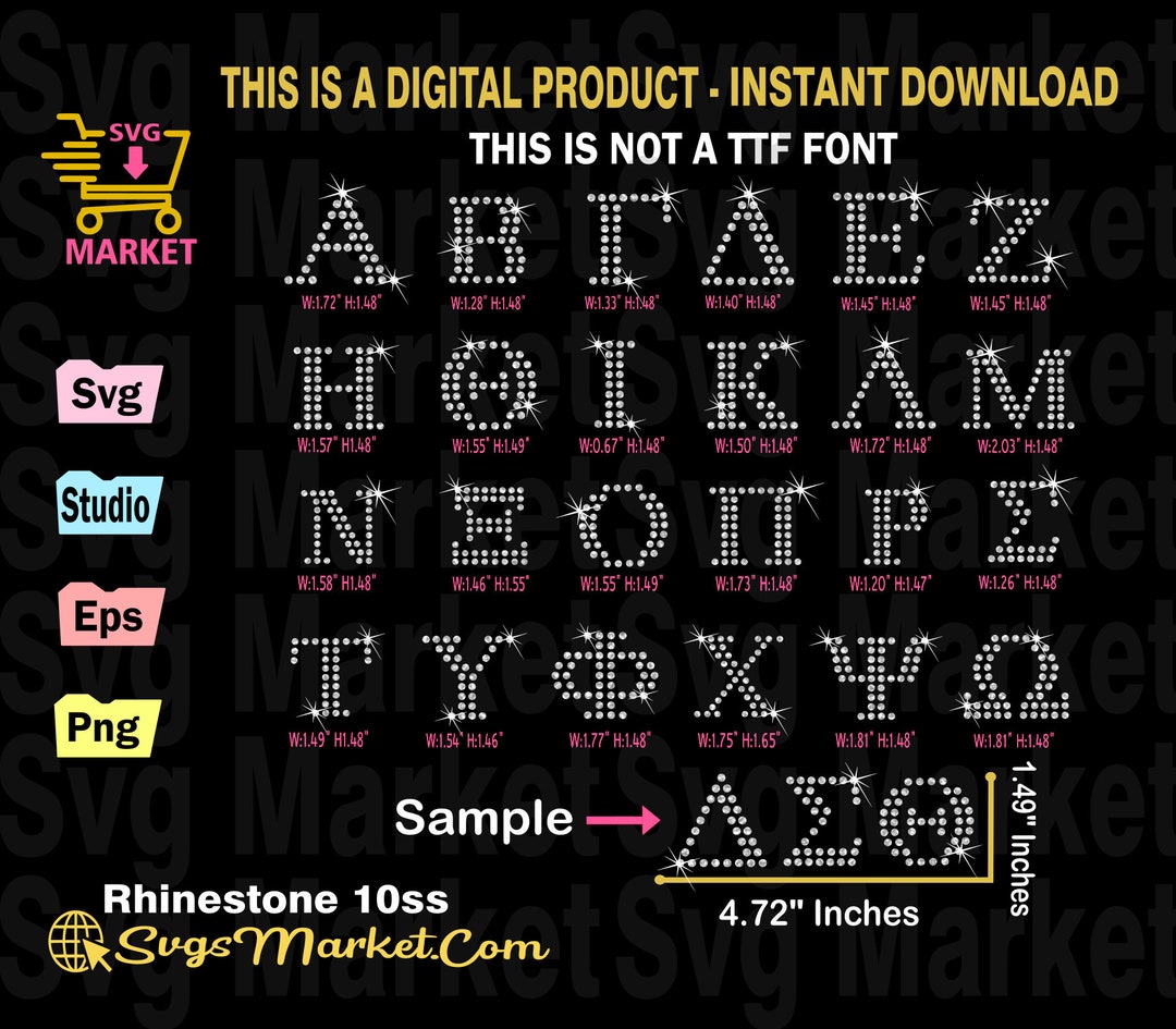 Greek Alphabet Rhinestone Template Svg, Greek Letters Rhinestone Svg ...