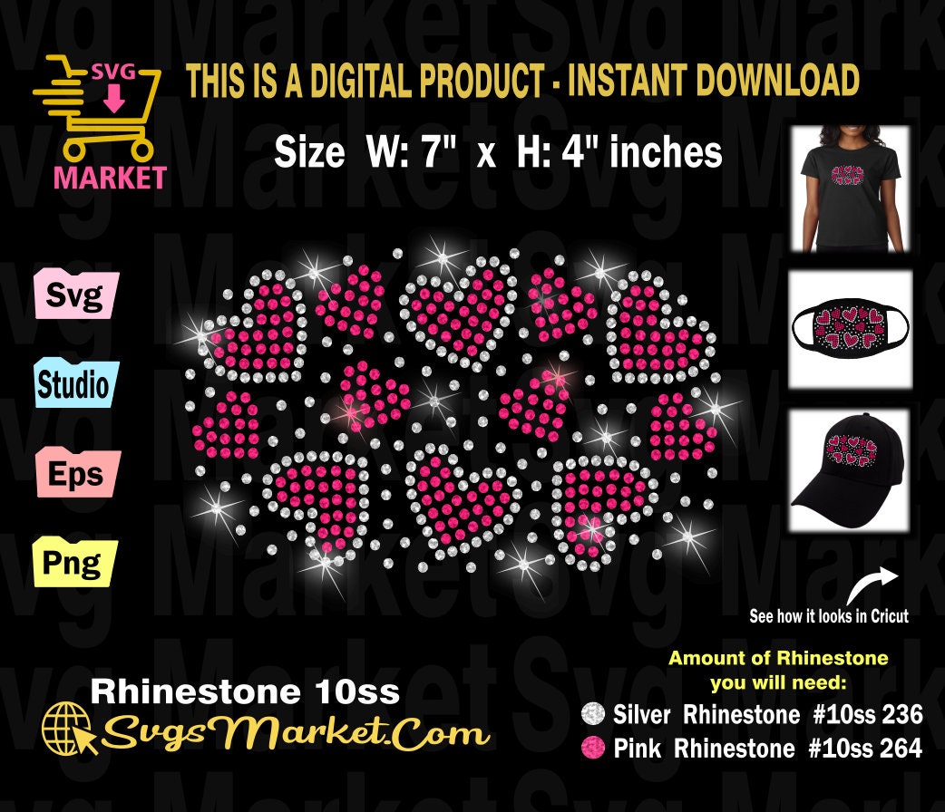 Heart Rhinestone Template Svg Love Rhinestone Ss10 Svg for - Etsy