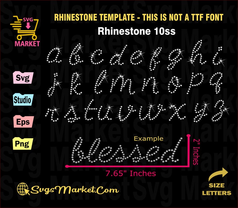 Rhinestone Template Svg Lowercase Cursive Letters Font | Etsy
