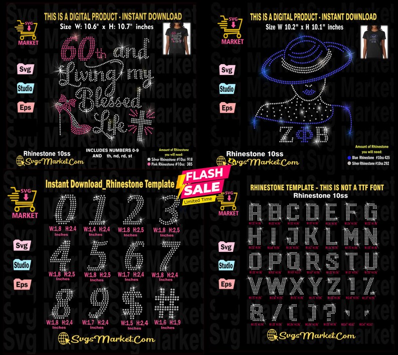 Bundle Rhinestone Template Svg, Rhinestone Ss10 Svg,mega Bundle ...