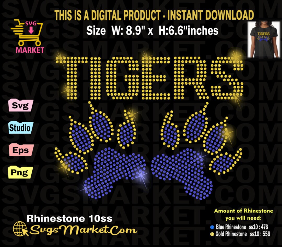 Tiger Svg Rhinestone Template Instant Download, Tiger Rhinestone ...