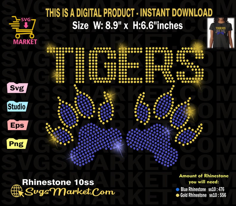 Tiger Svg Rhinestone Template Instant Download Tiger - Etsy