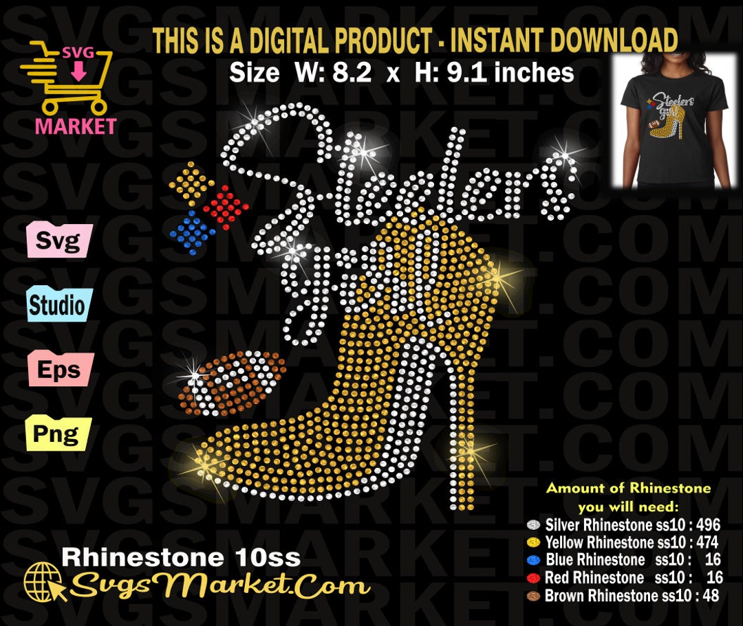 Go Steelers Instant Download Rhinestone Template Football, Go Steelers ...