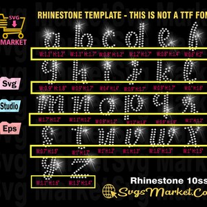 Instant Download Cursive Letters Rhinestone Template Svg,script Font ...