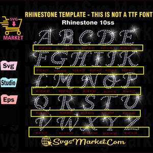 Instant Download Cursive Letters Rhinestone Template Svg,script Font ...