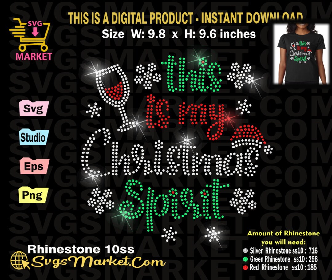 Rhinestone Template Christmas Svg Christmas Spirit Rhinestone Svg for ...