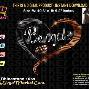 Instant Download Rhinestone Template Football, Bengals Rhinestone Svg ...