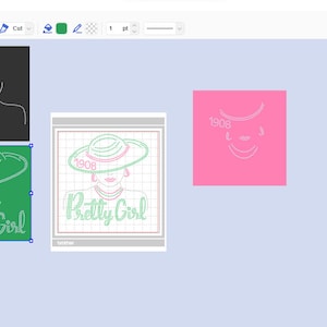 Instant Download Rhinestone Template Svg, Pretty Girl 1908 for Cricut ...