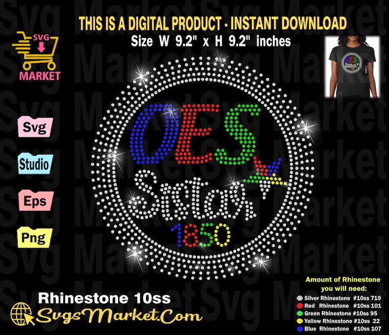 OES Rhinestone Template Svg OES Rhinestone Ss10 Svg - Etsy