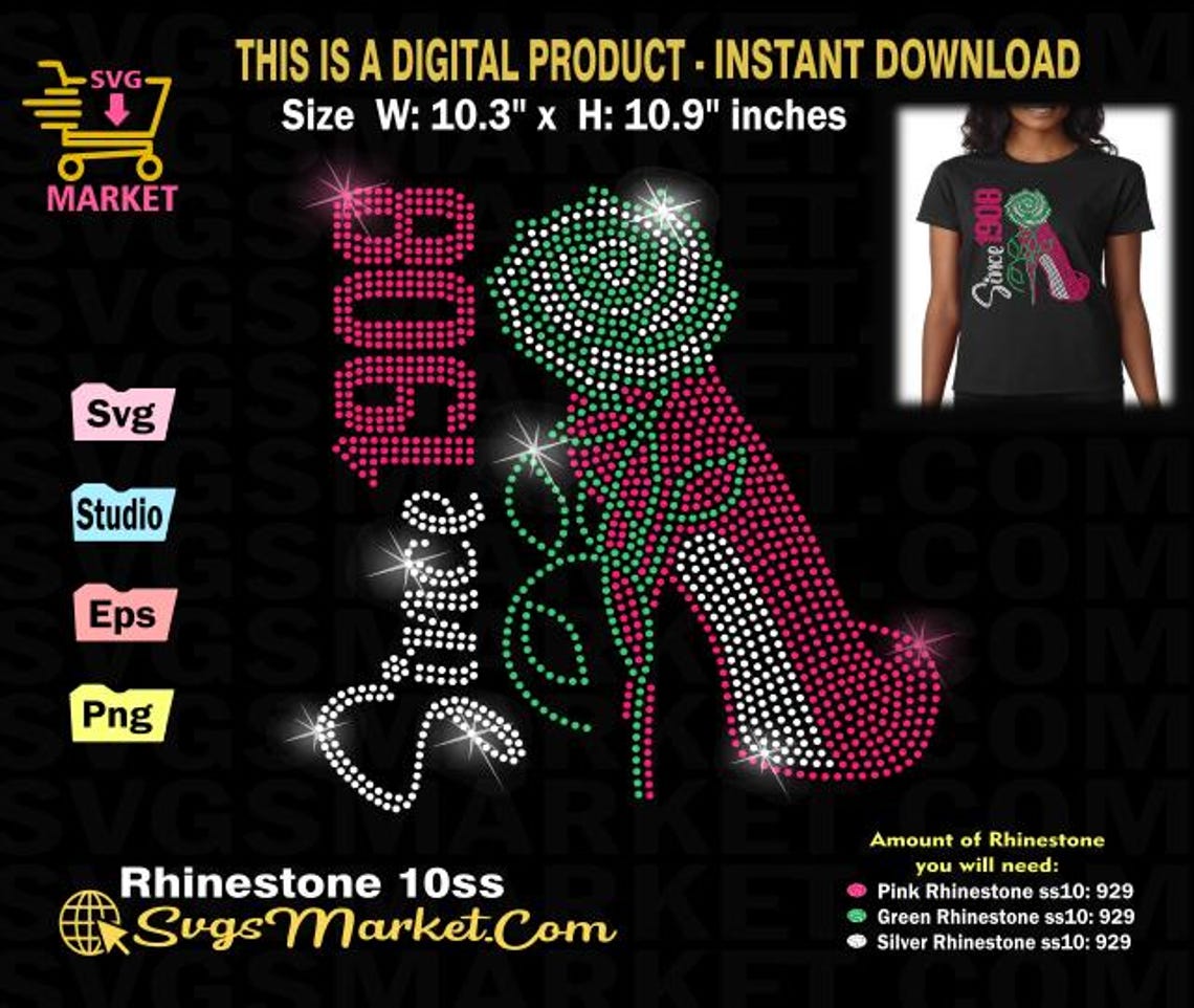 Since 1908 Rhinestone Template Svg for Cricut, Silhouette, Woman 1908 ...