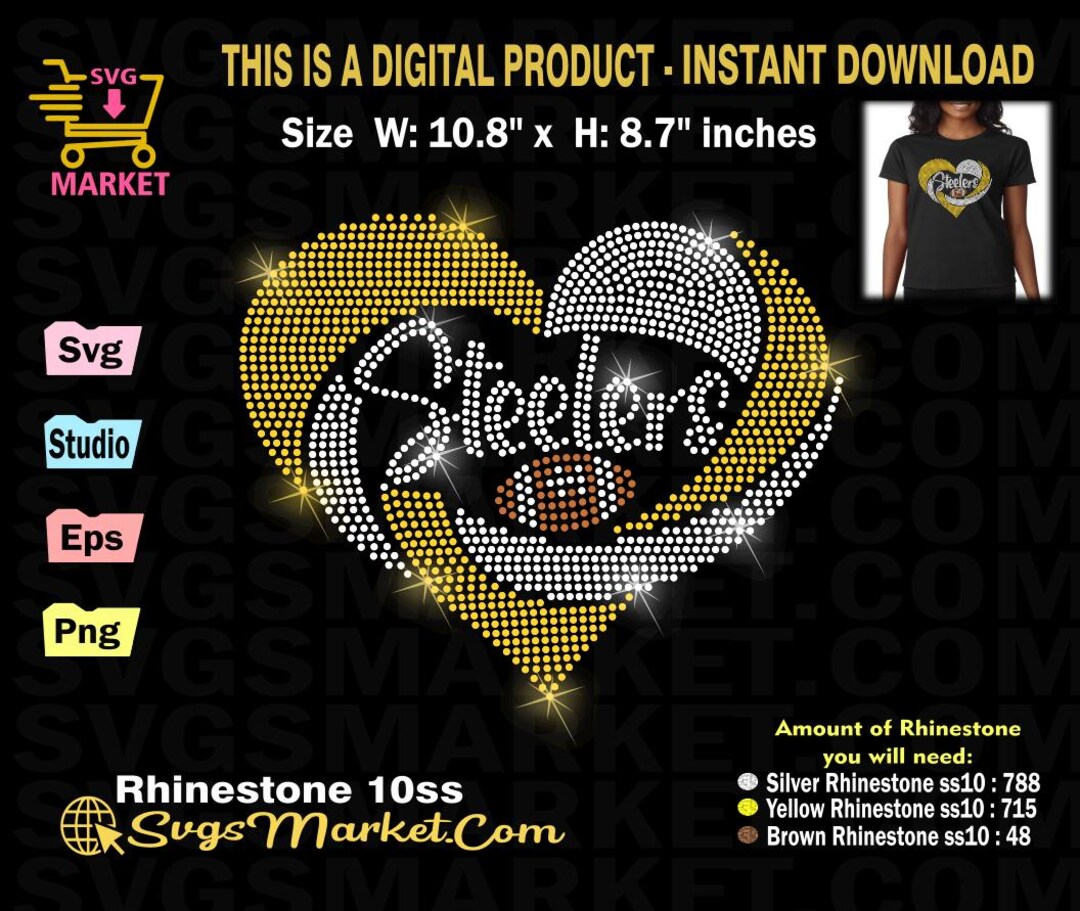 Instant Download Steelers Rhinestone Template, Steelers Rhinestone Svg ...