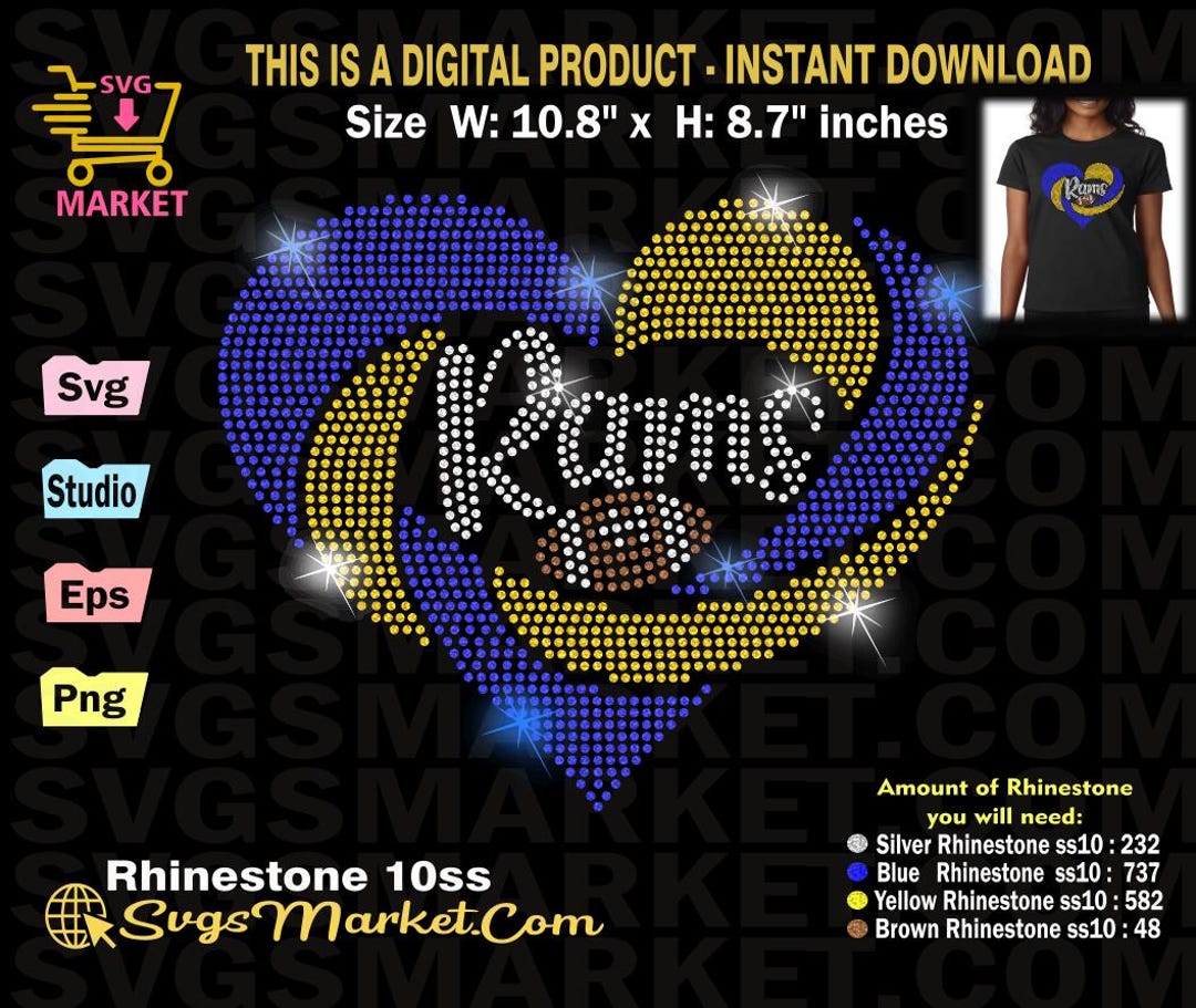 Rams Rhinestone Download, Rhinestone Template Football, Rams Rhinestone ...