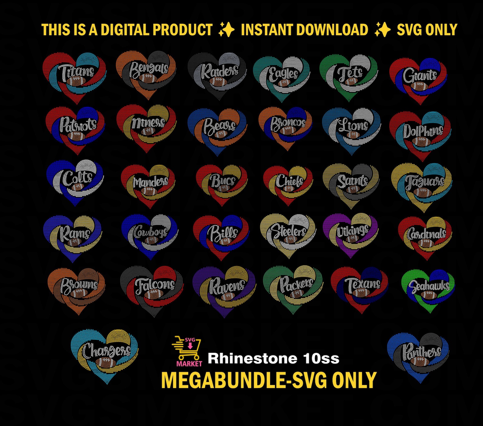 32 Rhinestone Template Svg Mega Bundle, BUNDLE Rhinestone Ss10, Cheer ...