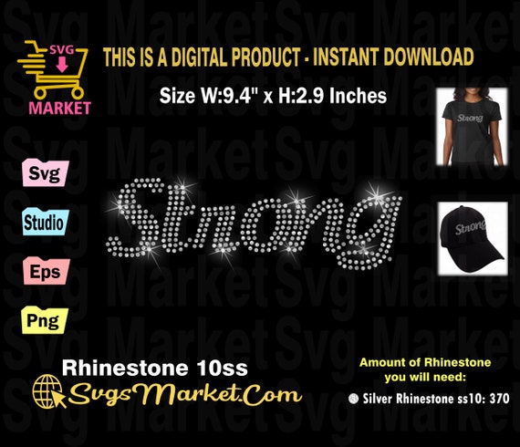 Strong Rhinestone Template Svg Strong Rhinestone Ss10 Svg | Etsy