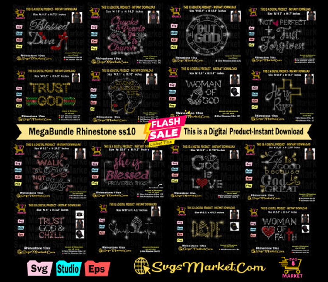 Religious Bundle Rhinestone Template Svg, Easter Rhinestone Svg for ...