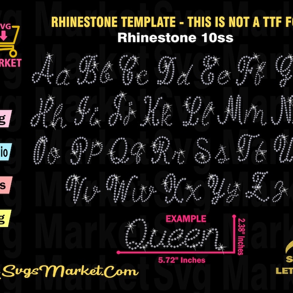 Rhinestone Cursive Letters Svg - Etsy