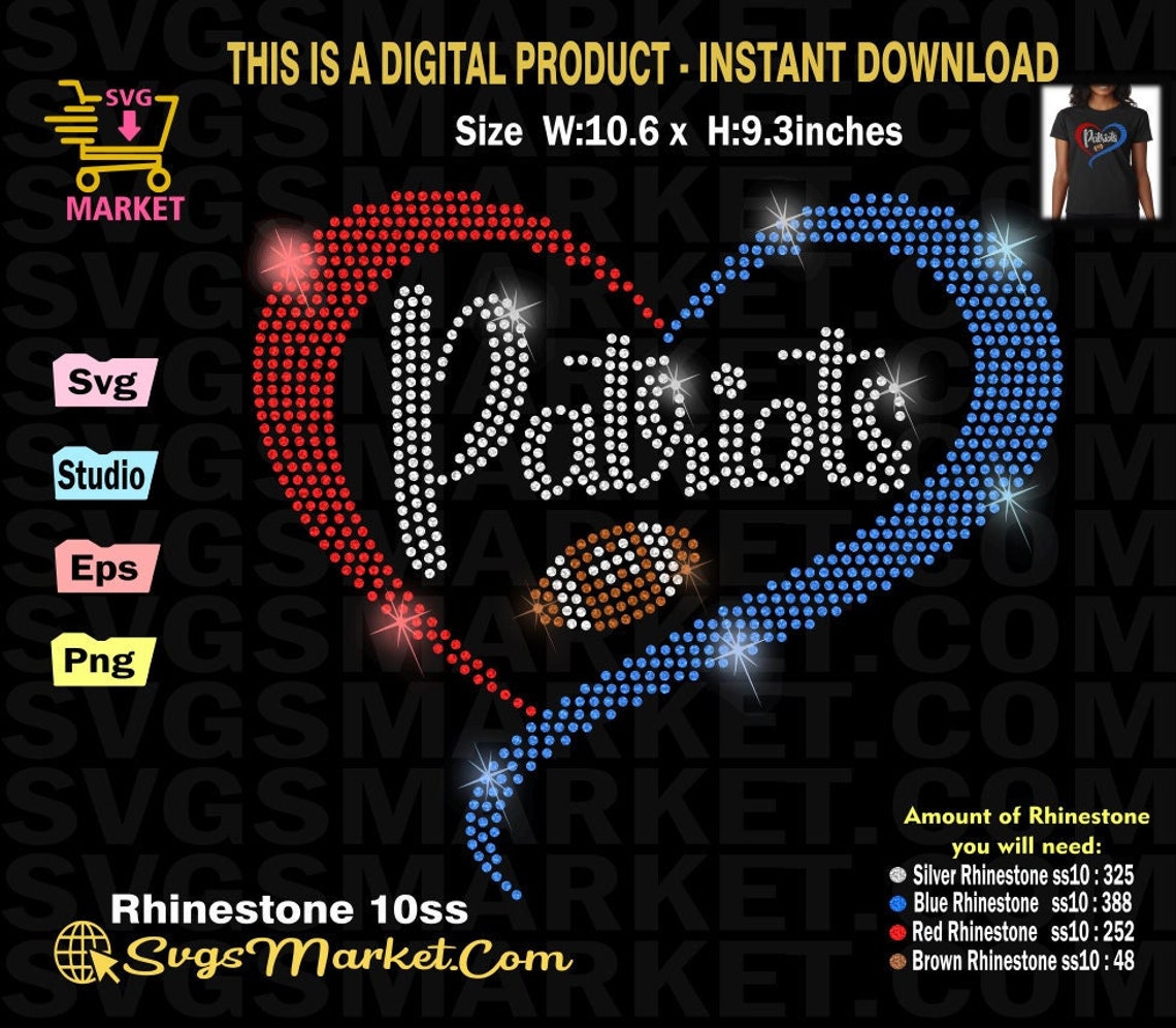 Instant Download Rhinestone Template Footballpatriots - Etsy