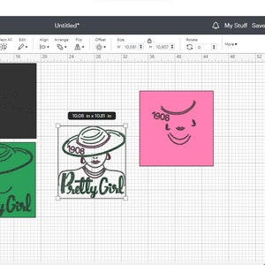 Instant Download Rhinestone Template Svg, Pretty Girl 1908 for Cricut ...