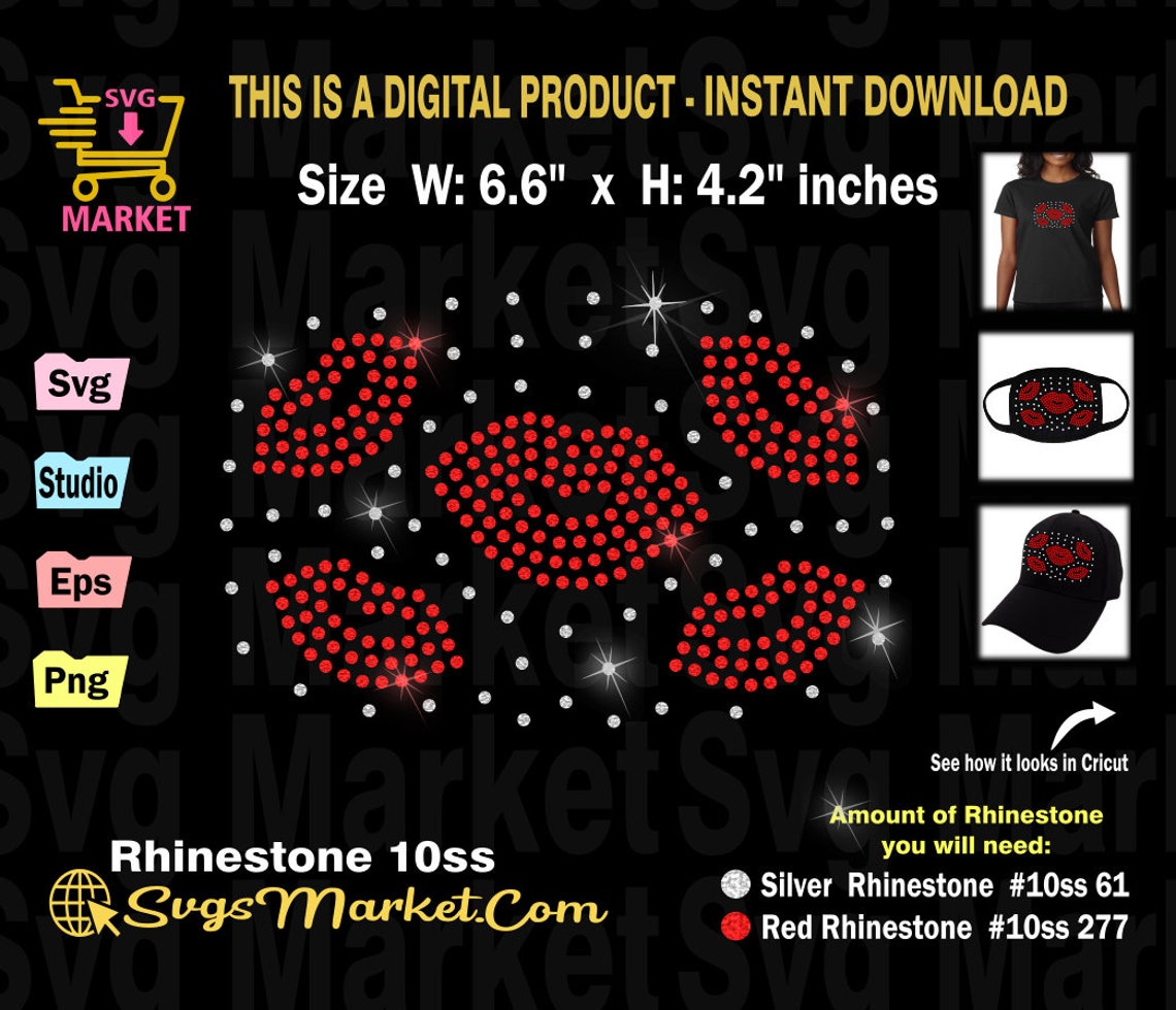Rhinestone Template Svg, Lips Rhinestone Ss10 Svg, Kisses Rhinestone ...