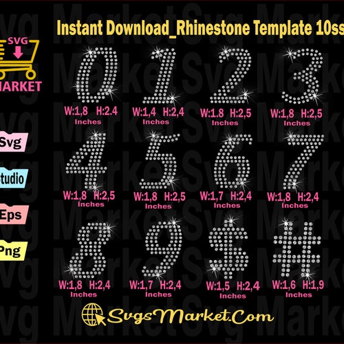 Rhinestone Template Svg Numbers Rhinestone Svg for Cricut - Etsy