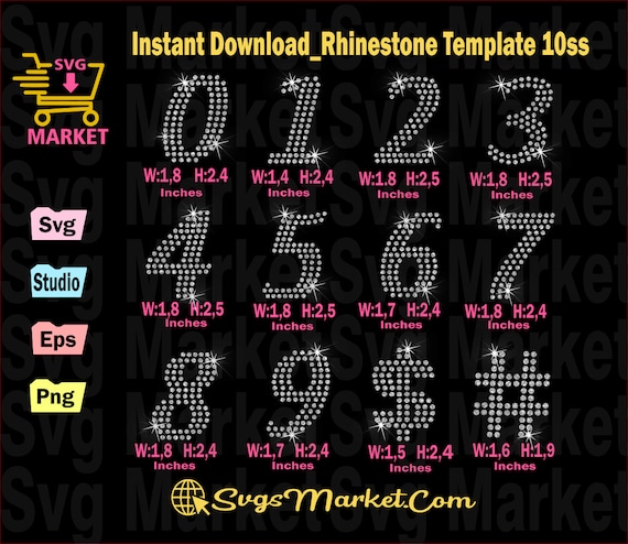 Rhinestone Template Svg Numbers Rhinestone Svg for Cricut - Etsy