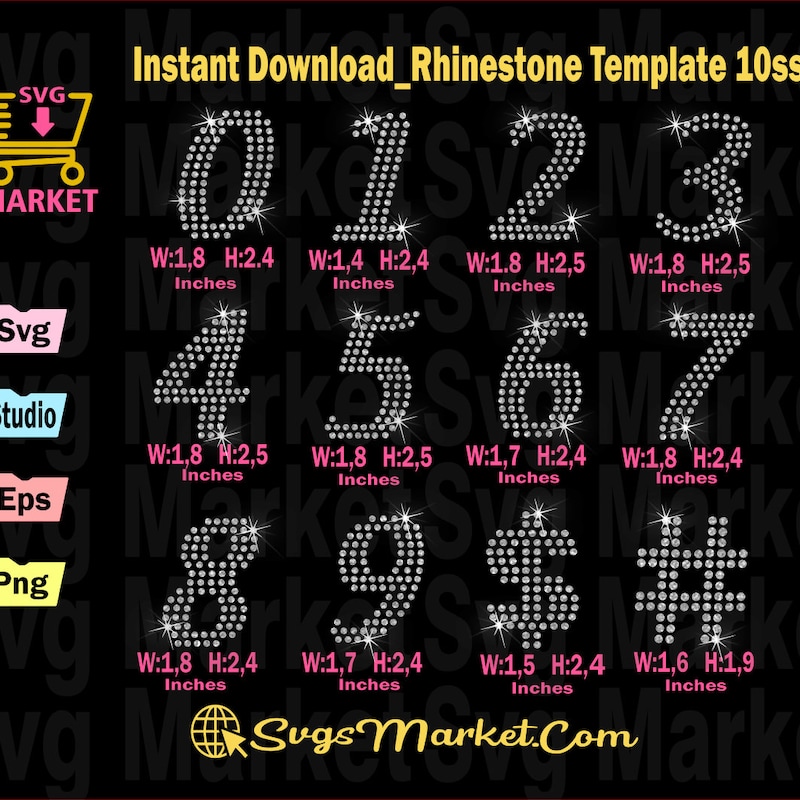 Rhinestone Svg - Etsy