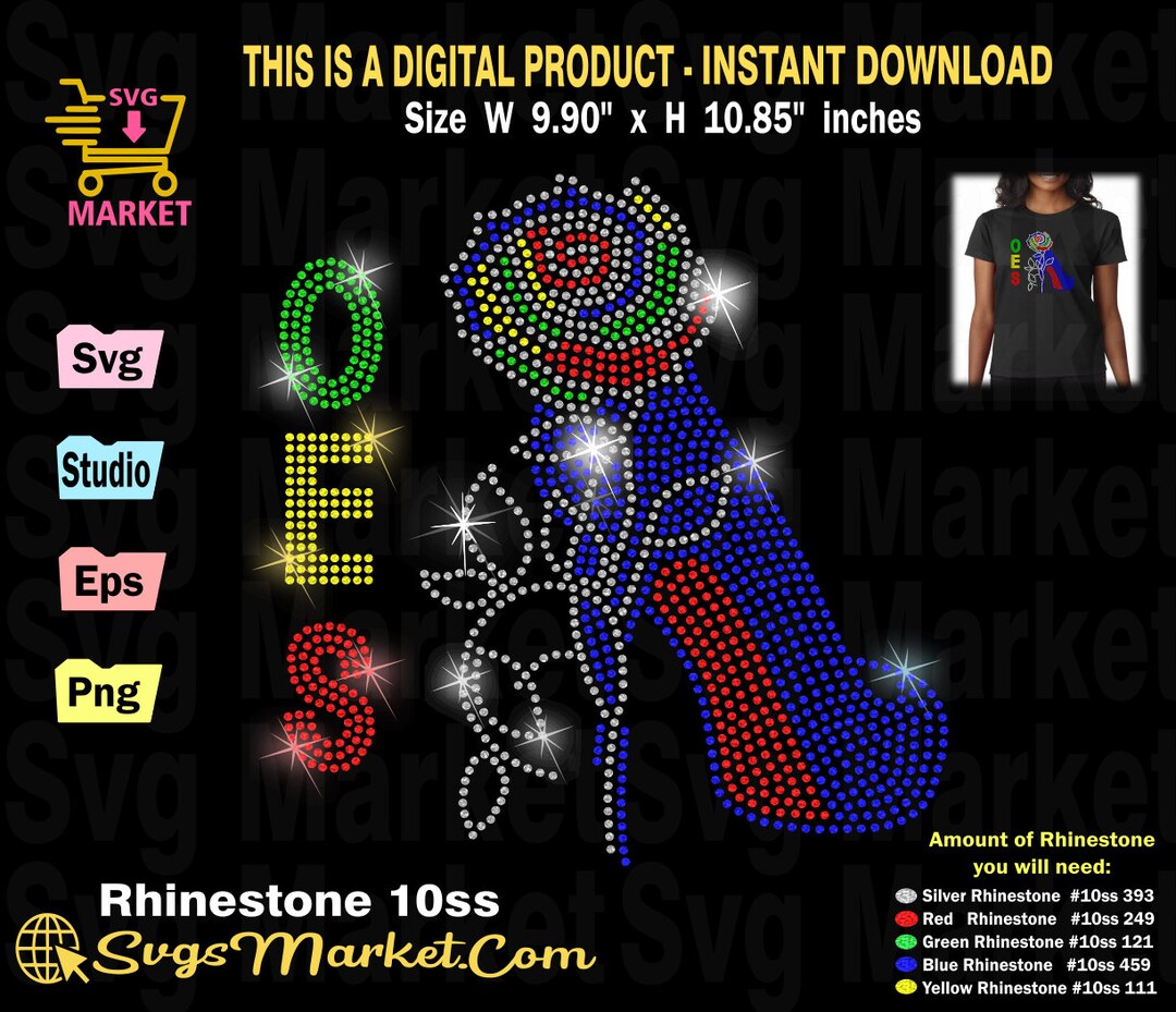 OES Rhinestone Template Svg, Oes Rose Heel Rhinestone Ss10 Svg ...