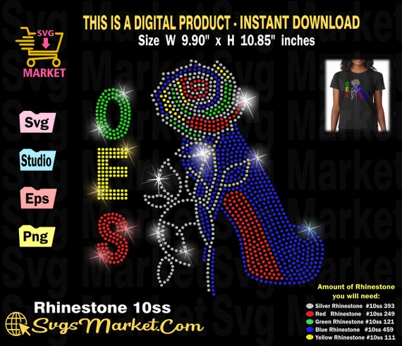 OES Rhinestone Template Svg Oes Rose Heel Rhinestone Ss10 - Etsy