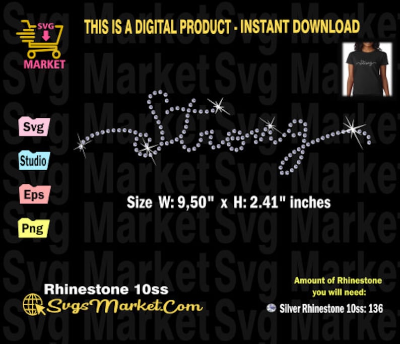 Strong Rhinestone Template Svg SS10 Rhinestone SVG for - Etsy