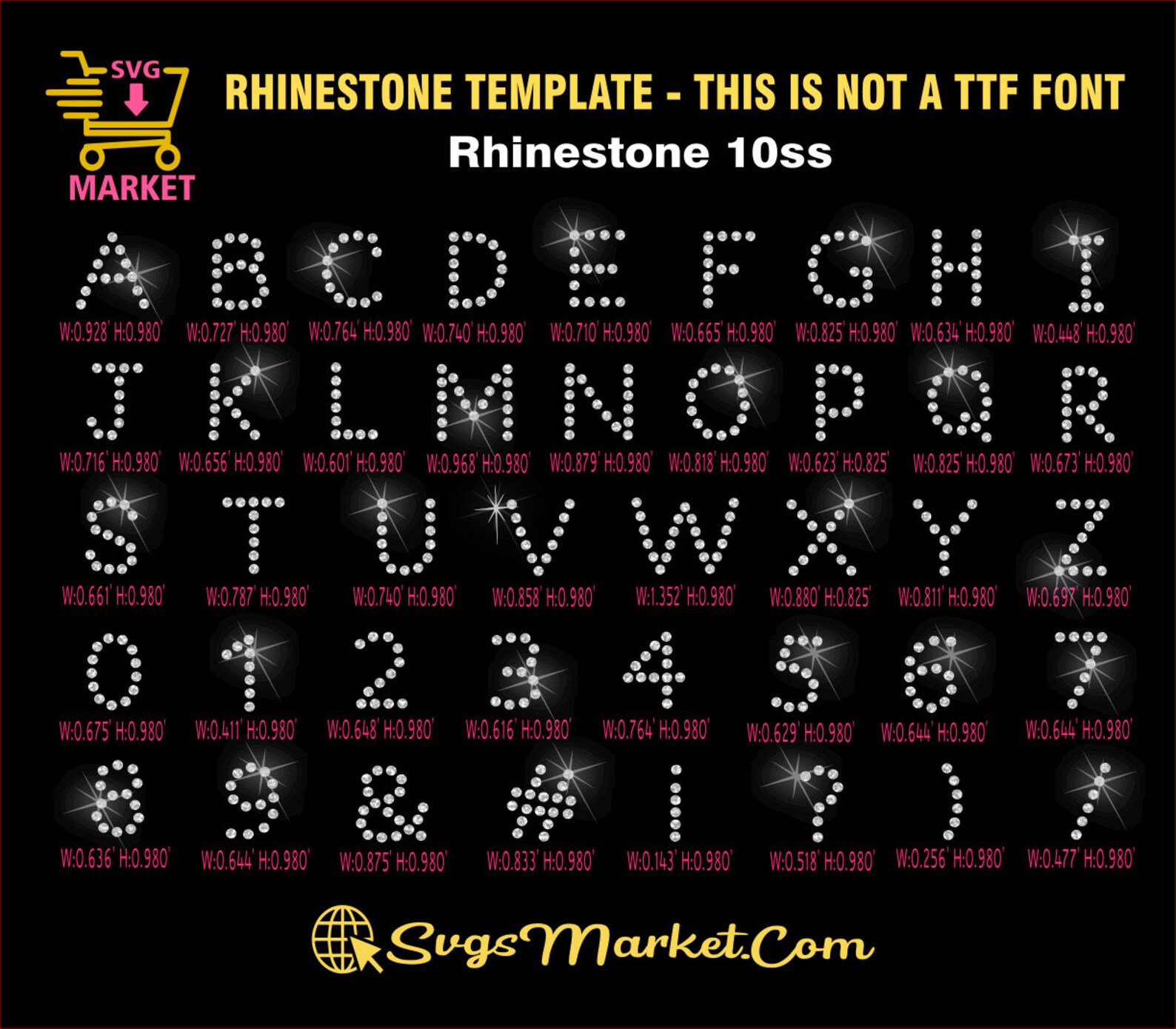 Alphabet Letters Rhinestone Template Svg, Font Rhinestone Svg for ...