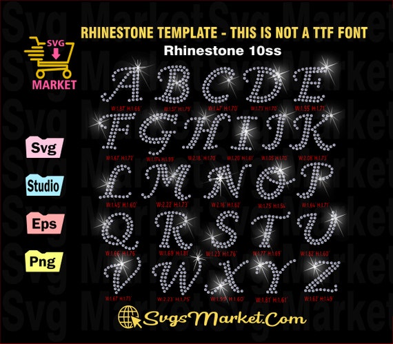 Rhinestone Template Svg Cursive Letters Font Rhinestone Svg - Etsy