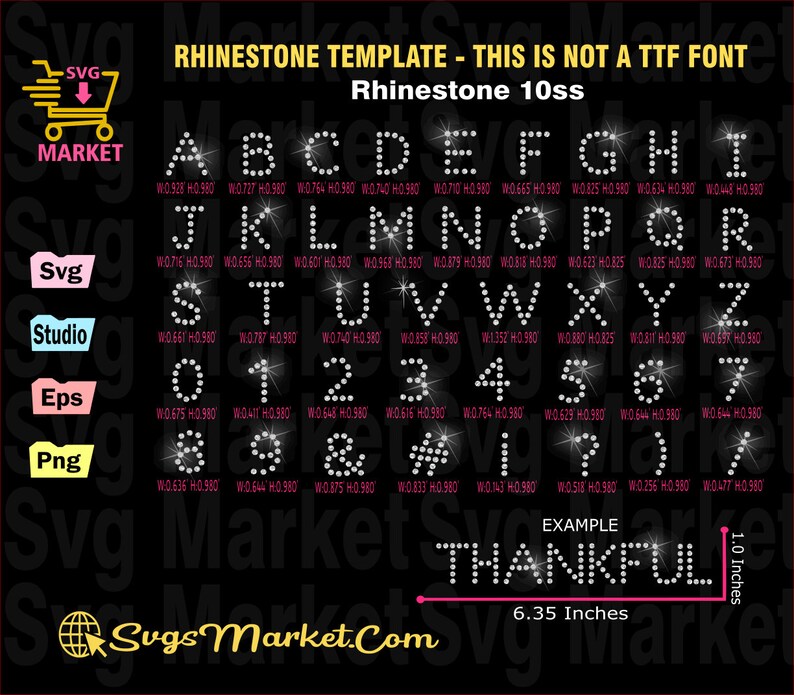 Rhinestone Template Svg Alphabet Letters Font Rhinestone Svg | Etsy