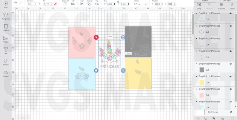 Unicorn Rhinestone Template Svg Princess Rhinestone Svg for - Etsy