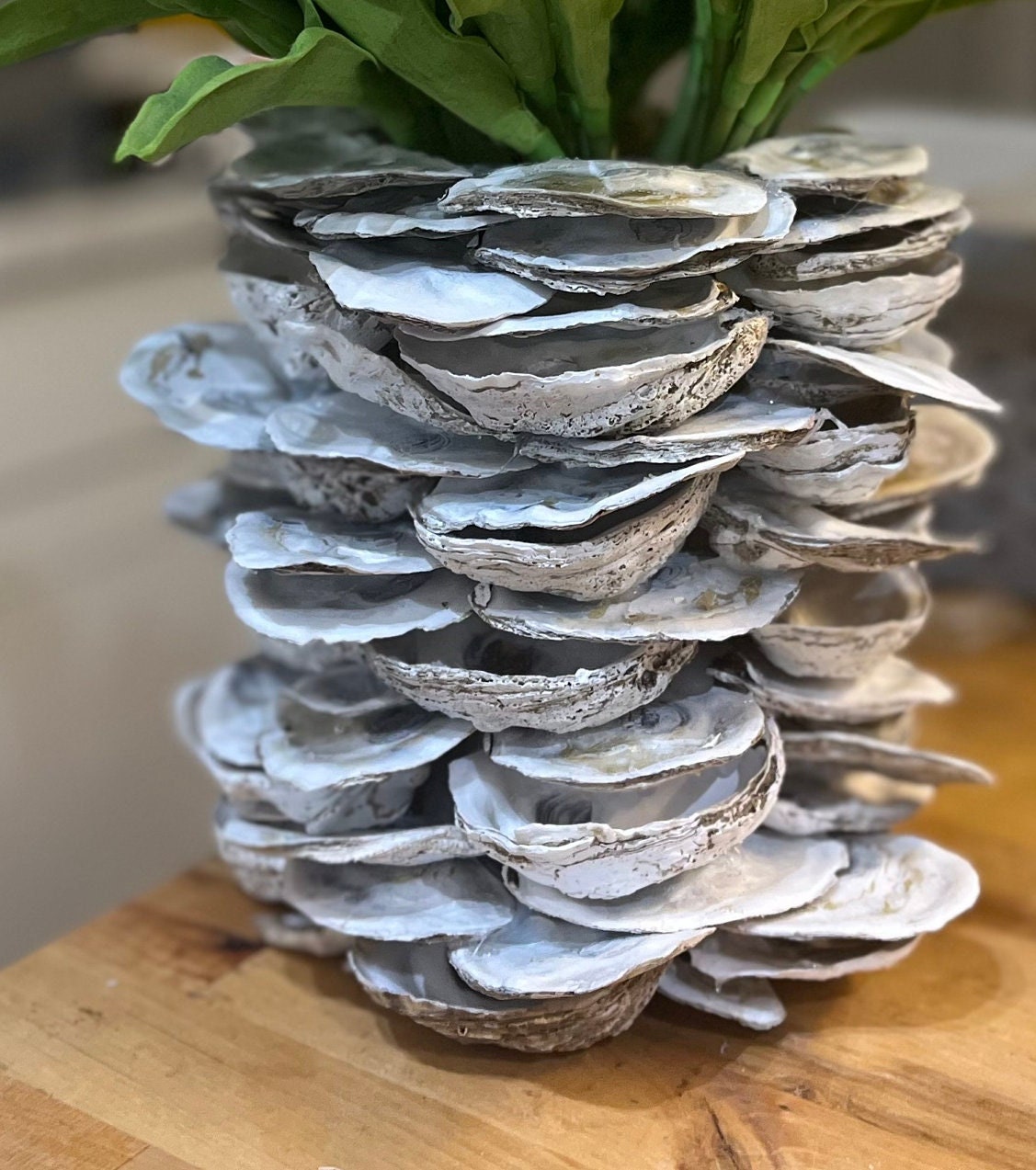 Oyster Shell Vase, Large, Coastal Decor for Beach House Decor. Shells ...