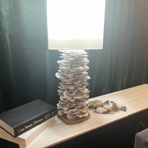 Oyster Shell Table Lamp, Medium Lamp for Side Table, Coastal Decor With ...