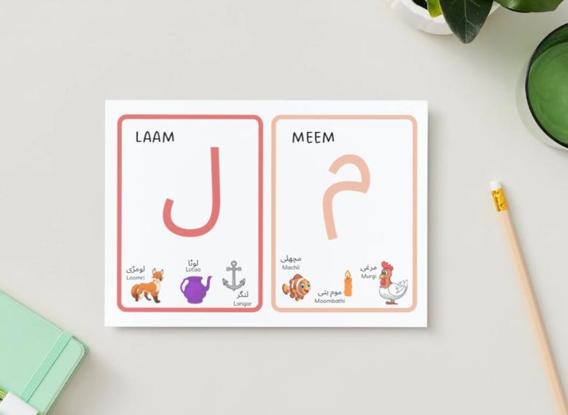 Urdu Alphabet Flashcards for Kids: Learn Urdu (PDF Download) - Etsy