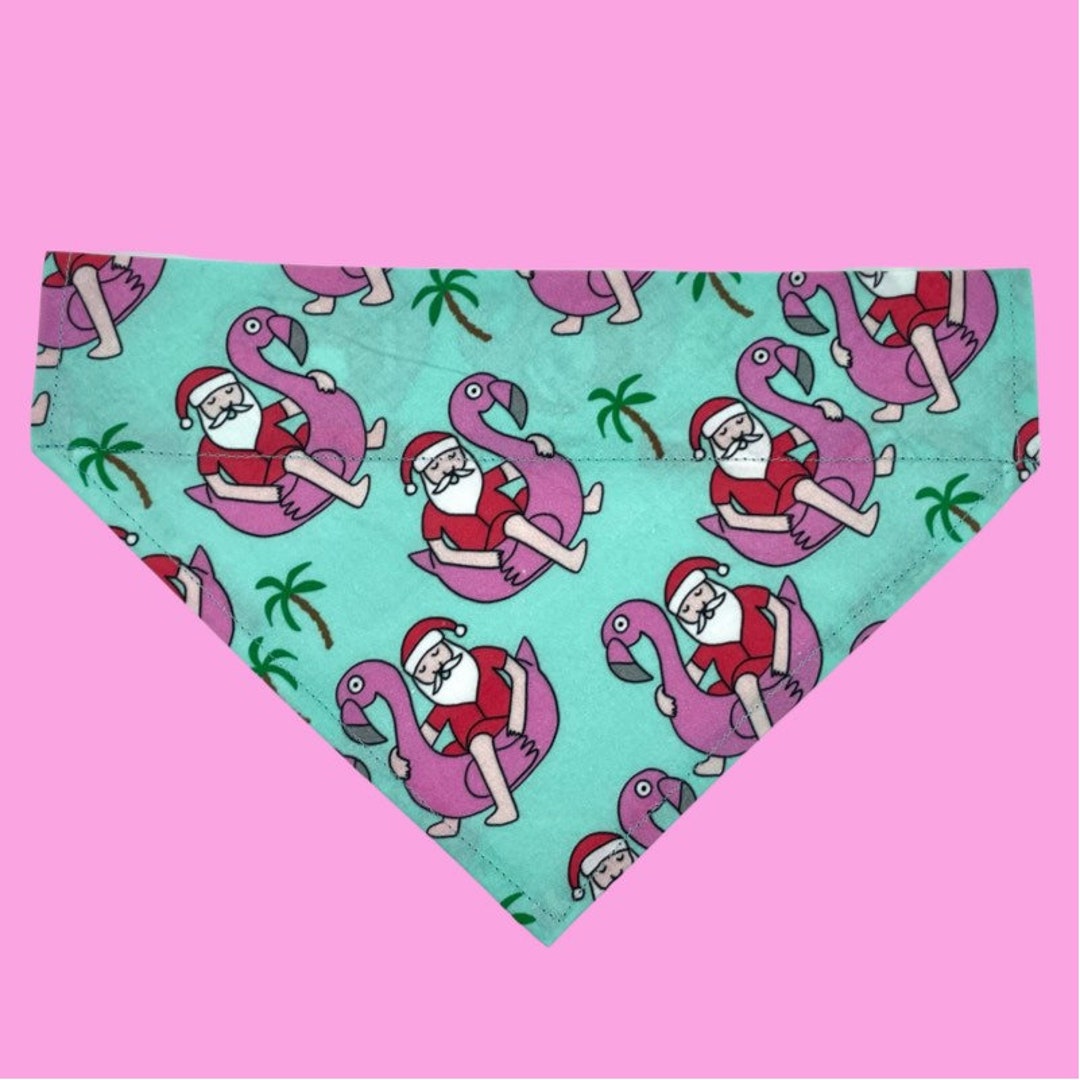 Santa on Holiday Over the Collar Dog Bandana, Vacation Dog Bandana ...