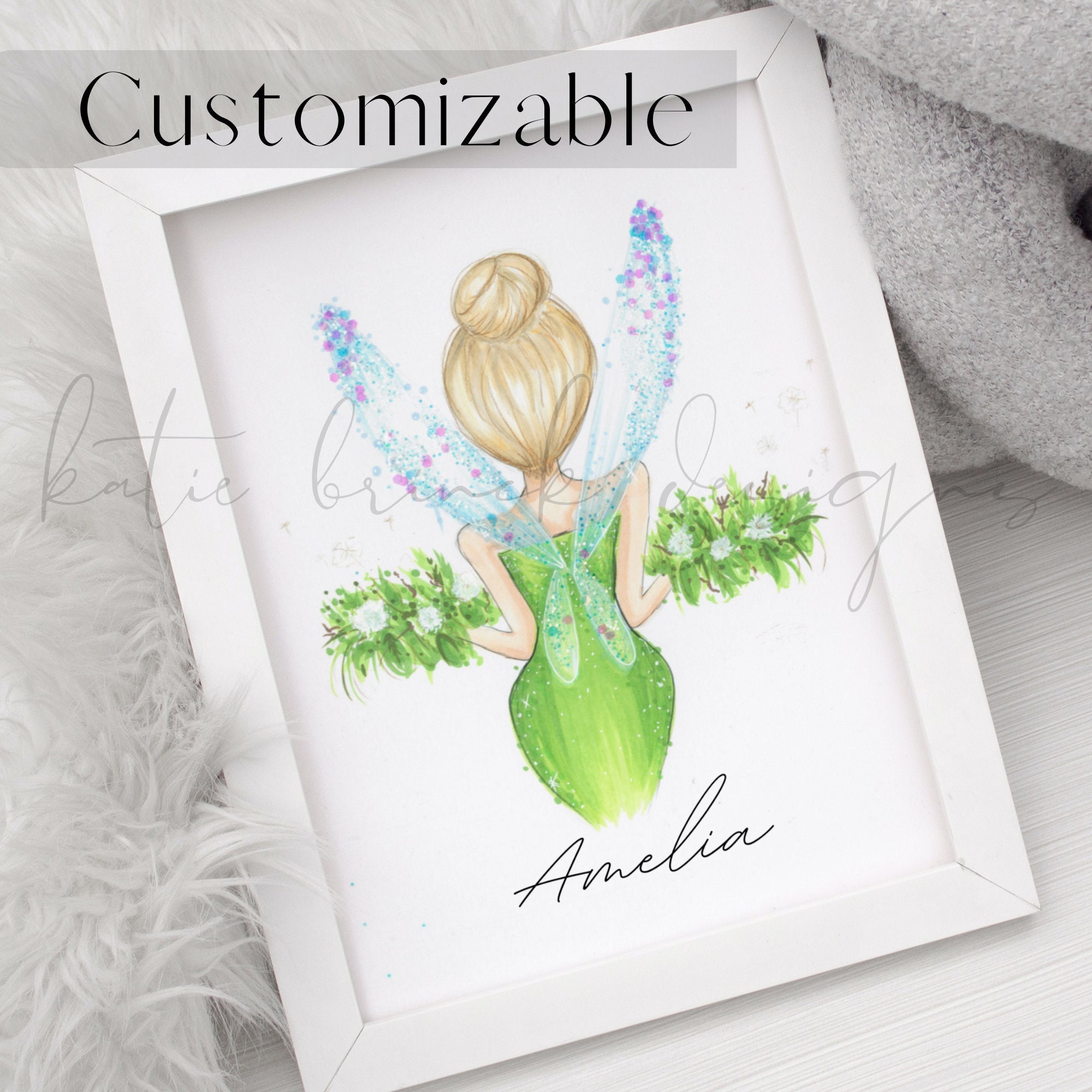 Custom Tinkerbell Wall Art Custom Room Decor Tinkerbell Girl Room Wall