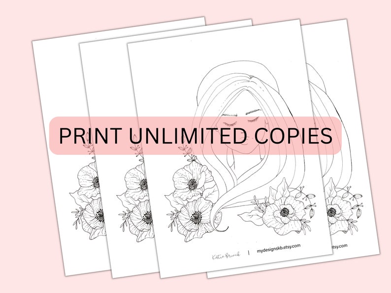 Flower Coloring Page Set 5 Floral Coloring Page Bundle Digital Download ...