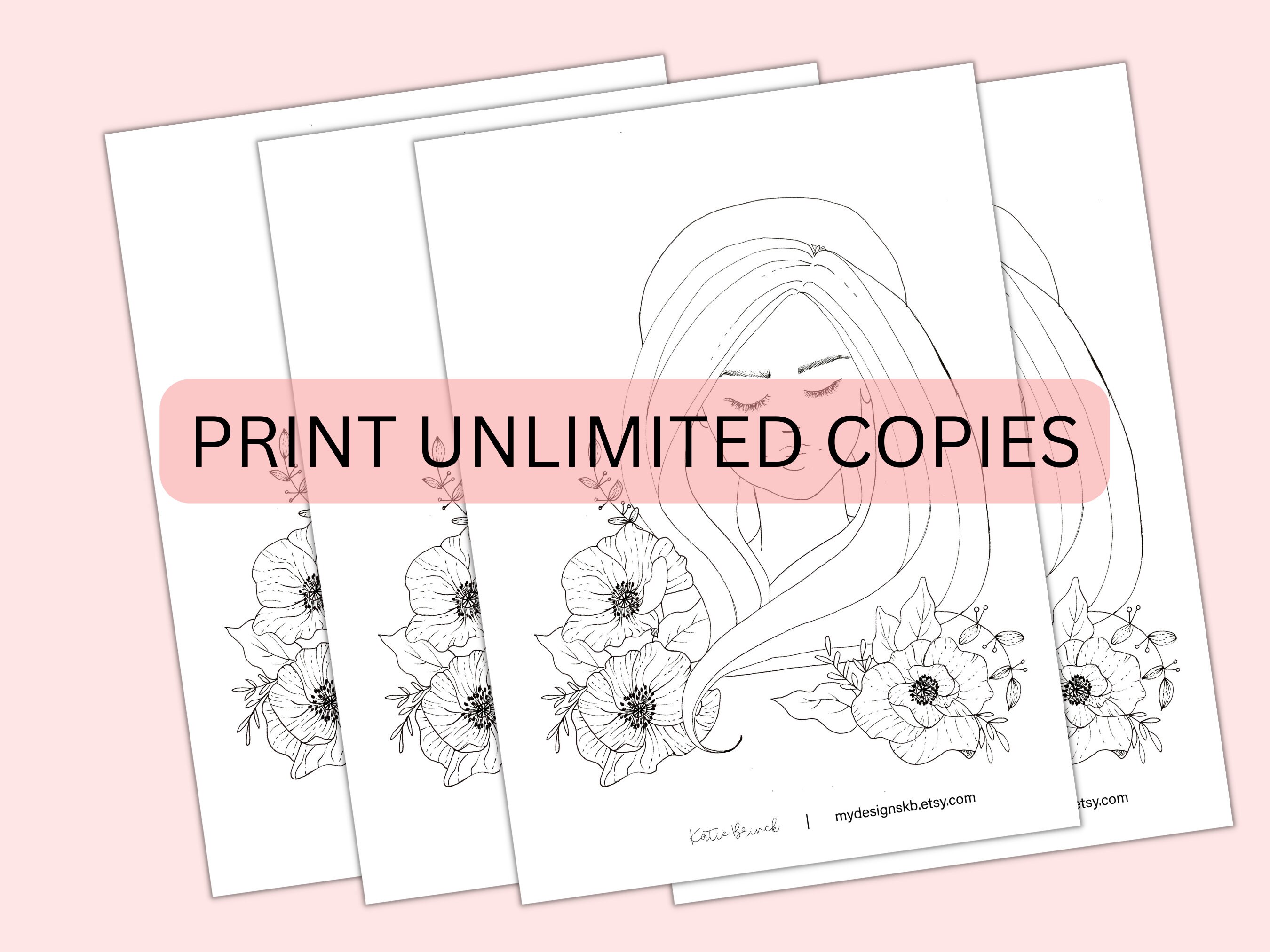 Flower Coloring Page Set 5 Floral Coloring Page Bundle Digital Download ...