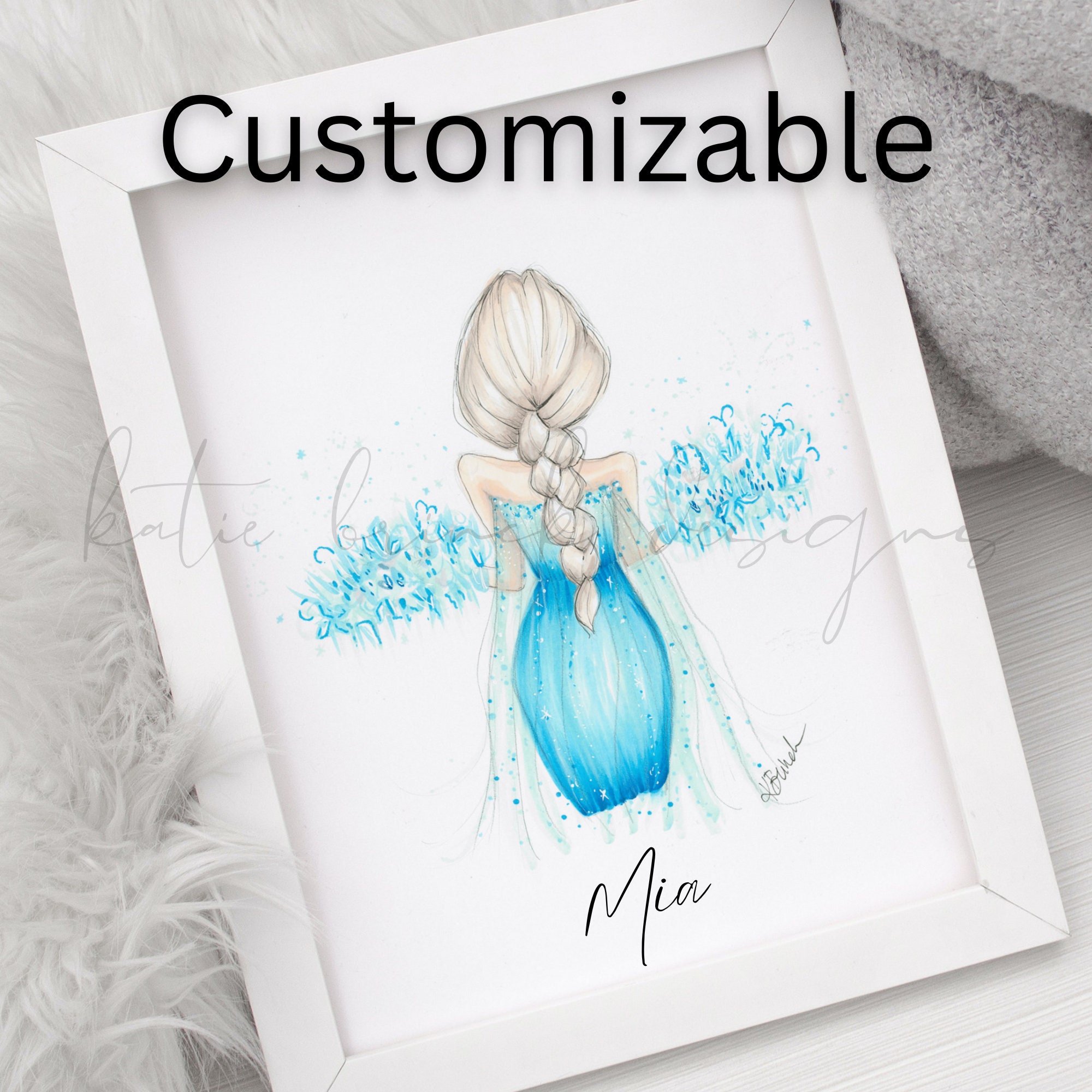 Princess Portrait Wall Art Girl Room Decor Bedroom Princess Theme Art ...