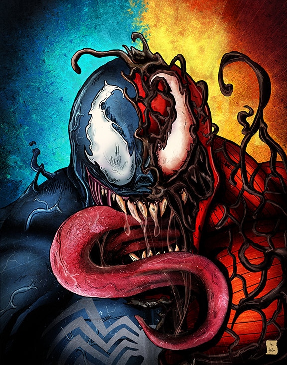 Venom Carnage Split Face Portrait | Etsy