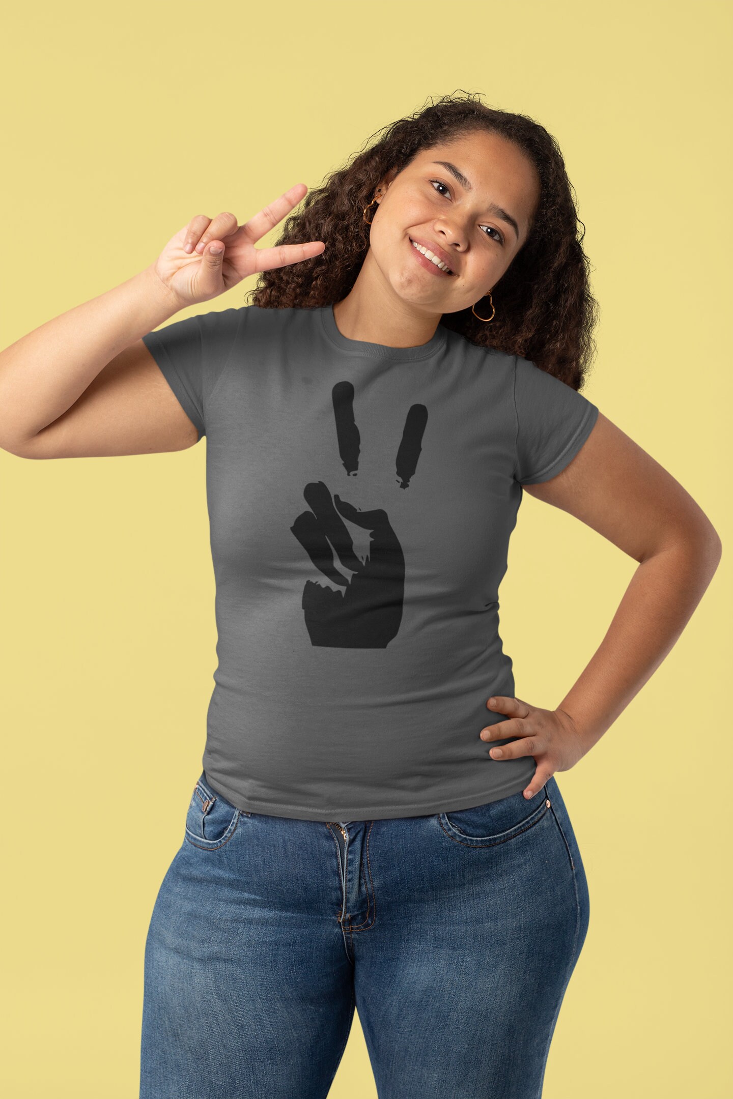 Peace Sign T-shirt, Inspirational Hand Gesture Tee - Etsy Canada